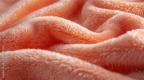 Rich Peach Fuzz Velvet Material Highlighting The Plush Dense Texture
