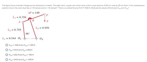 Solved The Figure Shows A Fourbar Linkage And Its Dimensions Chegg