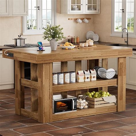 Pakasept 55 Kitchen Island With Storage 3 Tier Farmhouse