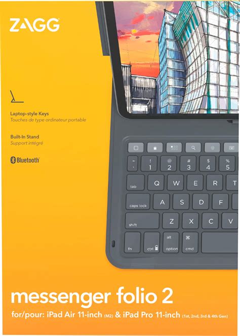 zagg messenger folio 2 keyboard and case for apple ipad air 11 m3