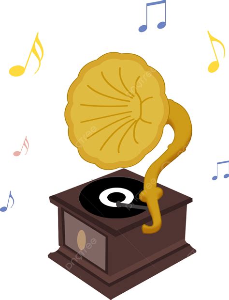 평평한 25d 축음기 그림 일러스트 25d 축음기 노란 나팔 평면 축음기 Png 일러스트 및 Psd 이미지 무료 다운로드