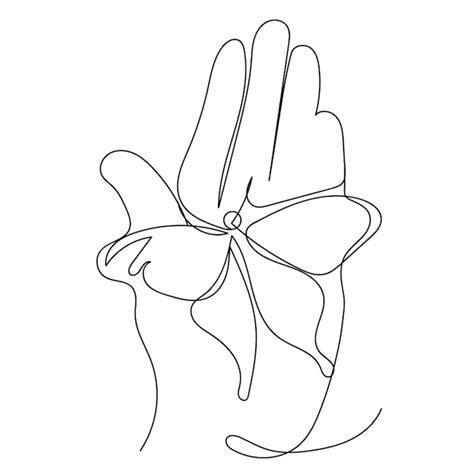 Main Avec Main De Papillon Croquis Linéaire De Style De Dessin Dune