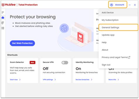 Manage Mcafee App General Settings On Windows Pc Mcafee Support