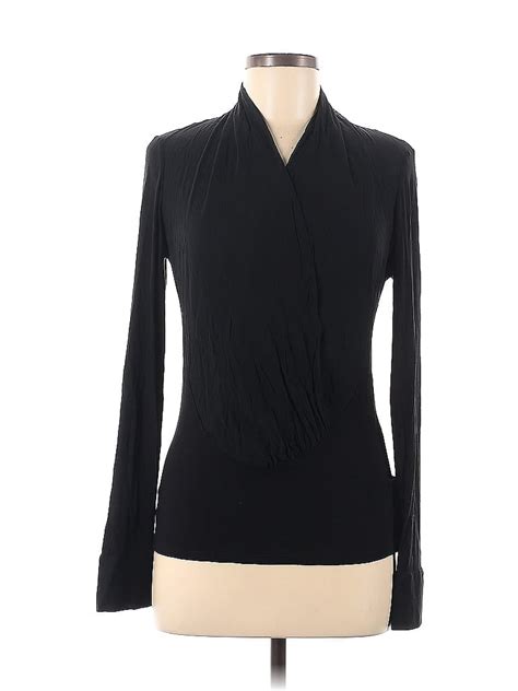 Marciano 100 Silk Solid Black Long Sleeve Blouse Size M 74 Off