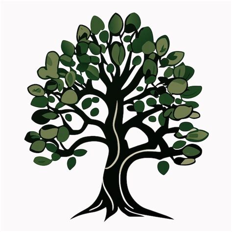 Premium Vector 2d Vector Rendering Of A Flat Design Oak Tree On White