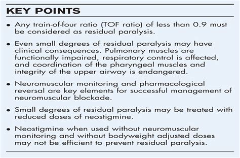 Residual Neuromuscular Blockade Management And Impact On Po Current Opinion In Anesthesiology