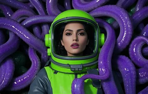 Обои Green Space Science Fiction Purple Ai Art на телефон и рабочий