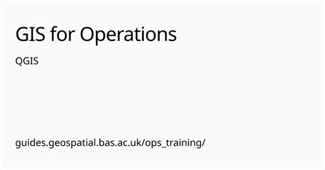 qgis gis for operations