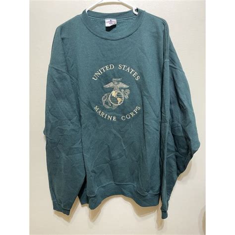 Basic Issue Shirts Vtg Usmc Embroidered Eagle Globe Anchor Sweater