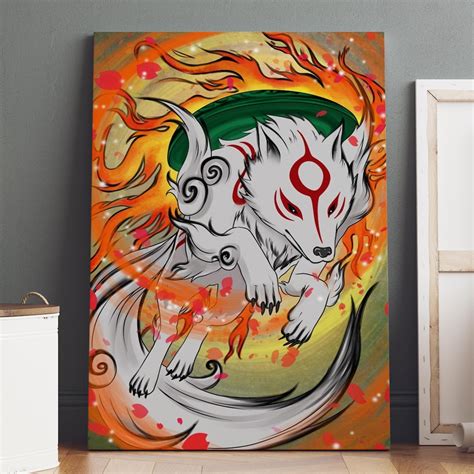 Okami Poster Amaterasu Wall Art Game Decor Canvas Print 2 Etsy