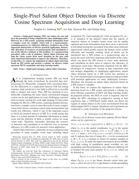 Pdf Single Pixel Salient Object Detection Via Discrete Cosine Spectrum Acquisition And Deep