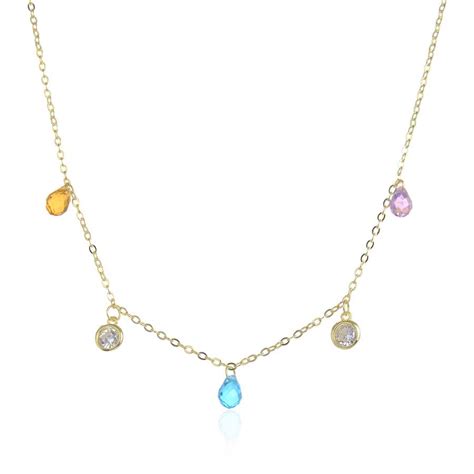 Gargantilla de Plata Dorada con Piedras de Color Los Ángeles Joyería