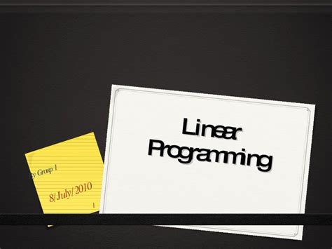 Applications Of Linear Programming
