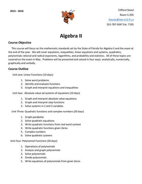 Algebra 2 Syllabus 15