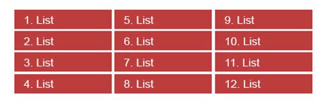 Html Un Ordered UL List Distribution First Set In Vertical Then