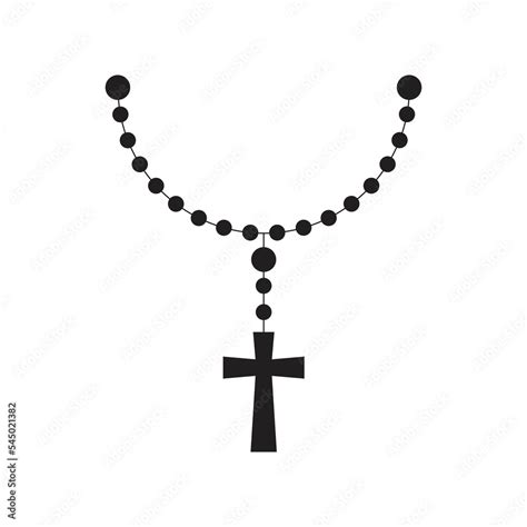 Holy Rosary Beads Icon Design Isolated On White Background Vector Illustration Stock Vector