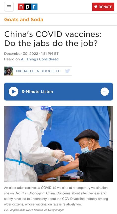 Npr Artikel Räumt Gerüchten über Wirksamkeit Und Sicherheit Von Chinas