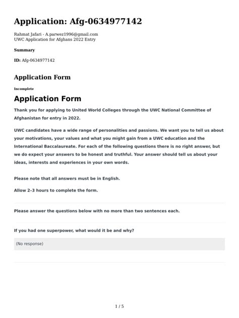 Uwc Application Questions Pdf