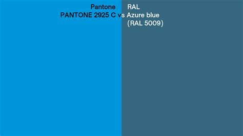 Pantone 2925 C Vs Ral Azure Blue Ral 5009 Side By Side Comparison