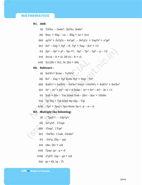NCERT Exemplar Class 8 Maths Solutions Chapter 7 Algebraic