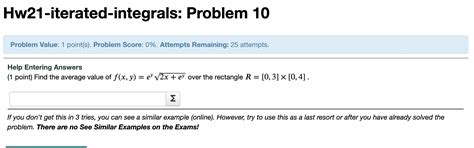 Solved Hw Iterated Integrals Problem Problem Value Chegg