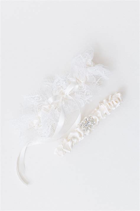 Wedding Garter Set Made From The Brides Mothers Wedding Dress