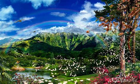 У ДОМА Искреше от цветове и живот пъстри цветя овощни дръвчета буйна тропическа