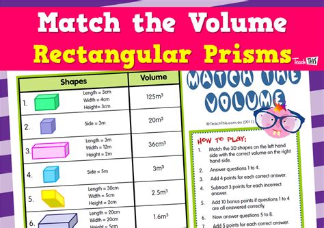 Match The Volume Rectangular Prisms Teacher Resources And