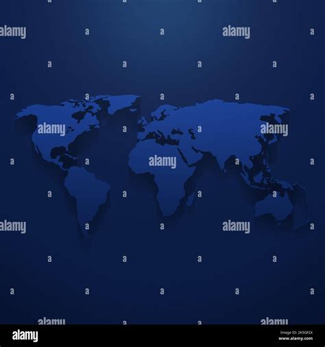 Carte Du Monde Bleu Avec Effet De Lumière Et Ombre Sur Fond Bleu Foncé