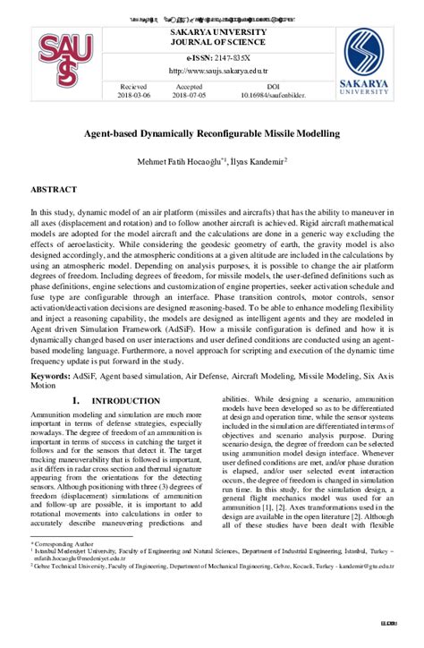Pdf Agent Based Dynamically Reconfigurable Missile Modelling