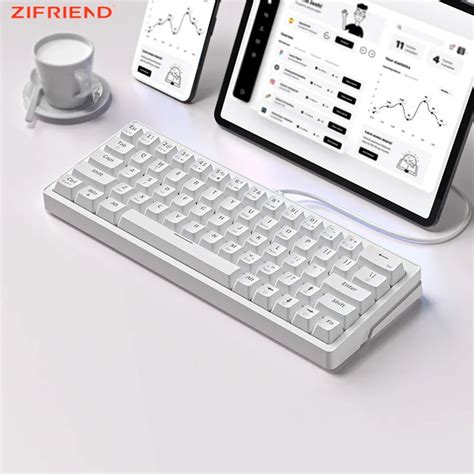ZIFRIEND ZA Mechanical Keyboard Keys Hot Swappable Wired RGB Red Blue Switch Gaming Anti G