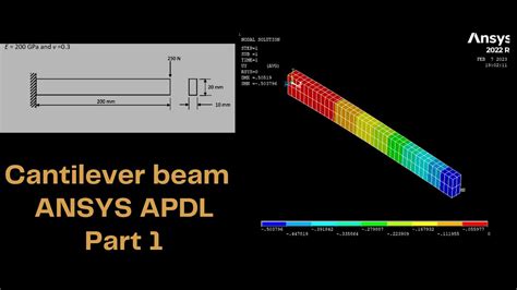 cantilever beam ansys apdl simulation part 1 youtube