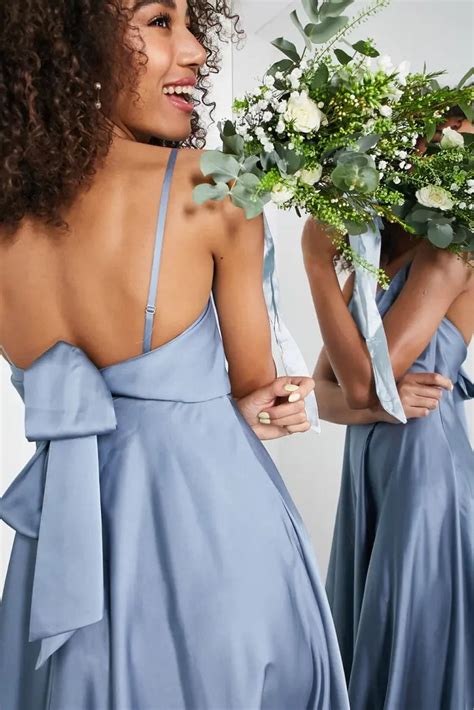 Satin Sheath Cocktail Dress Curated On Ltk Dusty Blue Bridesmaid Dresses Beautiful Bridesmaid