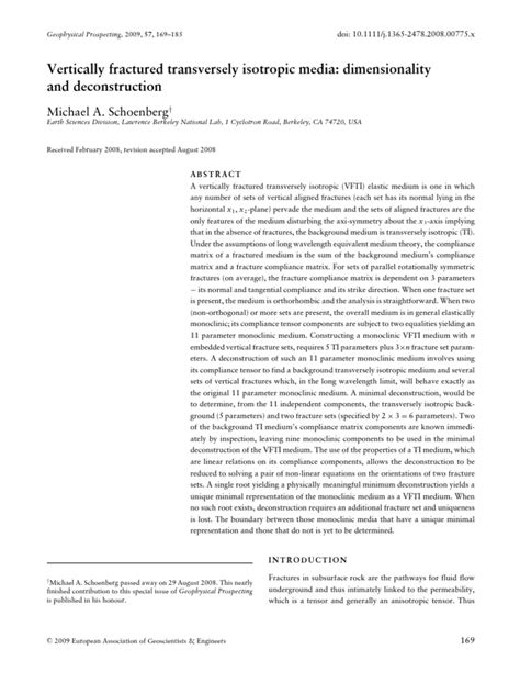 Vertically Fractured Transversely Isotropic Media Dimensionality And Deconstruction Pdf