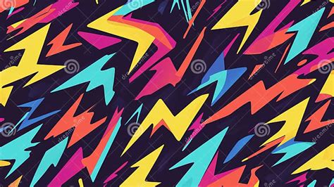 Colorful Abstract Lightning Bolt Pattern On A Dark Background Stock