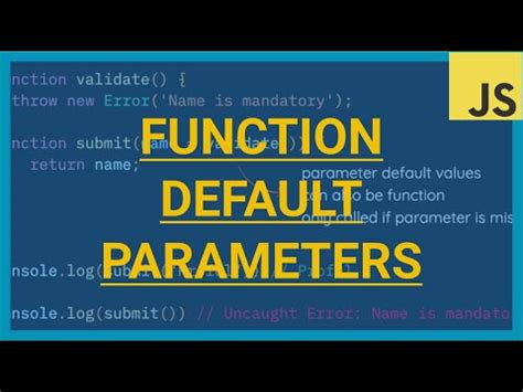 Javascript Function Default Parameters Youtube