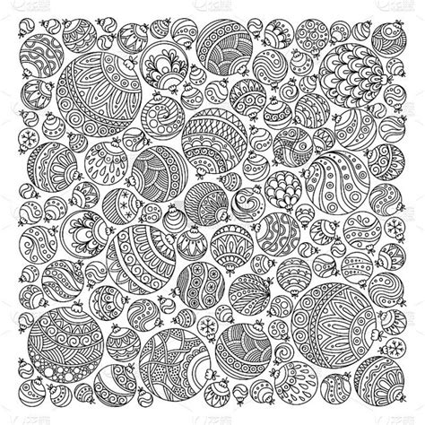 图案的着色书圣诞手绘装饰元素