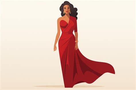 Premium Ai Image Elegant Woman In Red Dress Vector Illustration Isolated On White Background