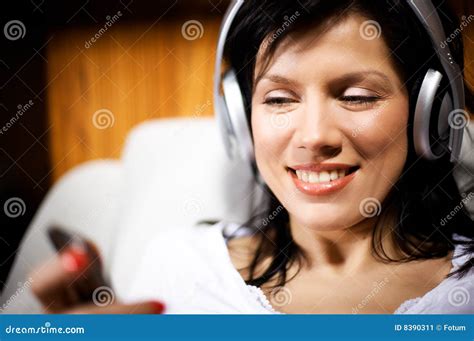 Women Listening Music In Headphones Stock Image Image Of Relax