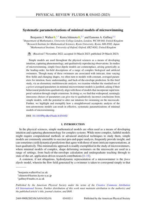 pdf systematic parameterizations of minimal models of microswimming