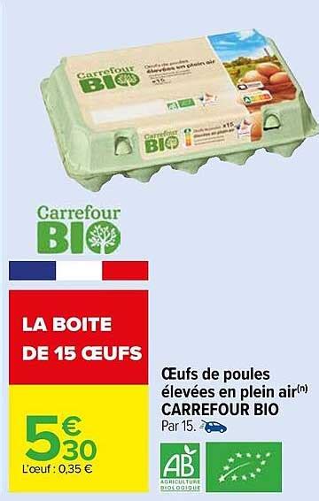 Promo œufs De Poules élevées En Plein Air Carrefour Bio chez Carrefour