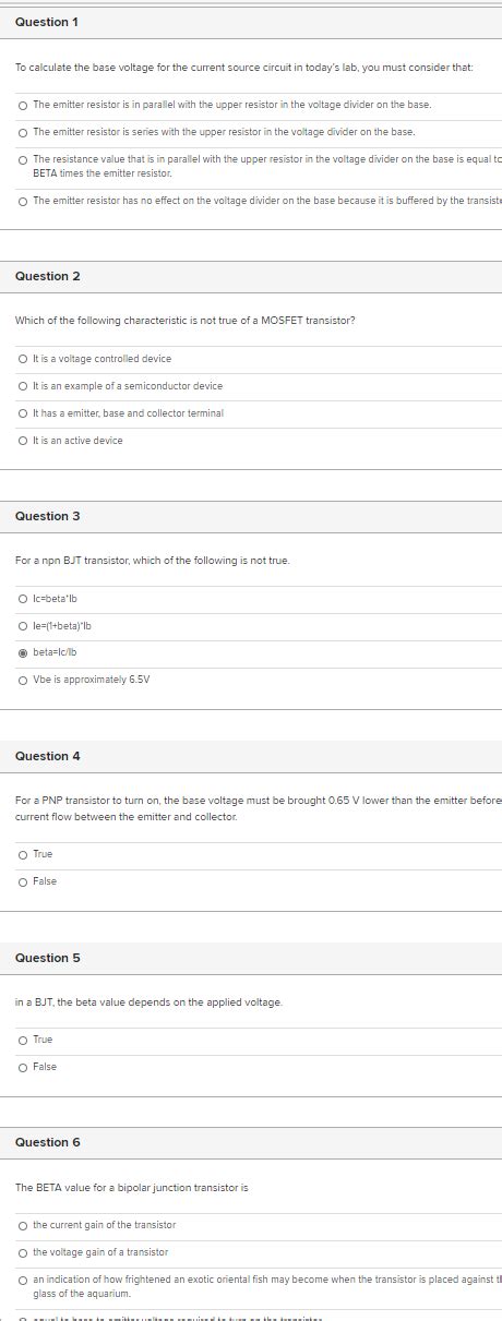 Solved Question 1 To Calculate The Base Voltage For The Chegg Com