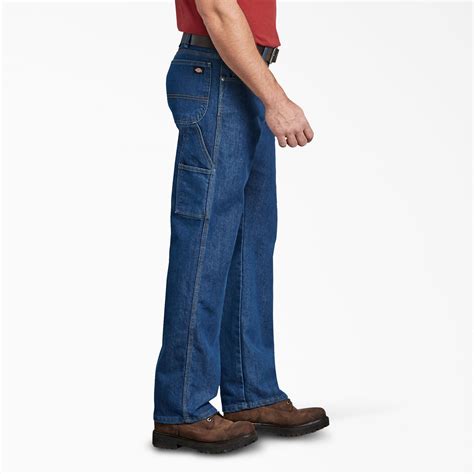 Straight Leg Jeans Stonewashed Indigo Blue Tough Max 5 Pocket