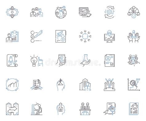 Organization Advancement Line Icons Collection Innovation Efficiency Growth Strategy