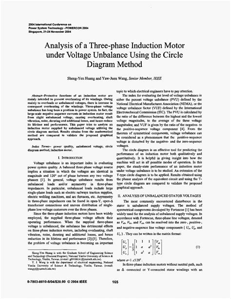 Pdf Analysis Of A Three Phase Induction Motor Under Voltage Unbalance Using The Circle Diagram