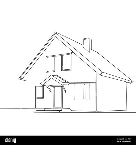 Dessin De Ligne Continu De La Maison De La Construction De L