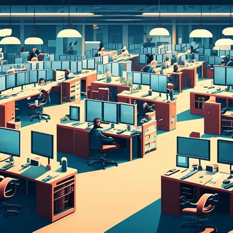 3d Rendering Of An Office Interior With A Lot Of Computers Generative Ai Stock Illustration