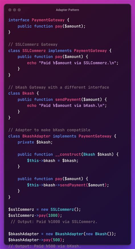 Md Abdulla Jobayer On Linkedin Php Designpatterns Adapterpattern