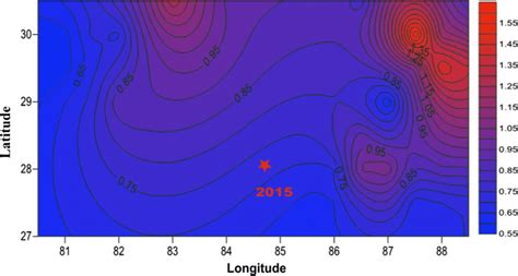 The Contour Map Showing Spatial Variation Of B Value By Maximum Download Scientific Diagram