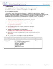 1 2 1 11 Worksheet Research Computer Components Docx IT Essentials 5 0 1 2 1 11 Worksheet
